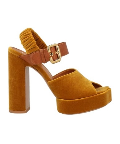 Chloé Velvet High-heel Sandals - Brown