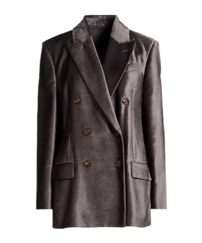 Brunello Cucinelli Velvet Double-breasted Blazer - Grey
