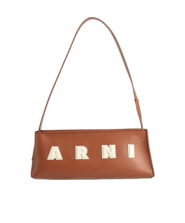 Marni Letter Print Shoulder Bags - Brown