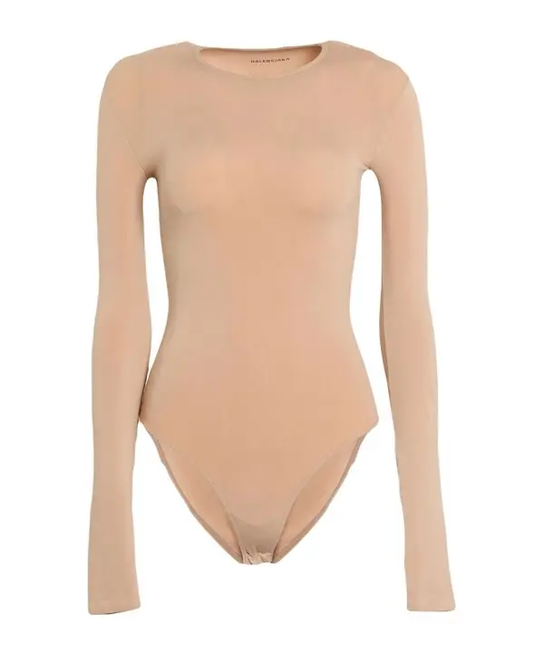 Balenciaga Solid-color Long-sleeve Jumpsuit - Beige