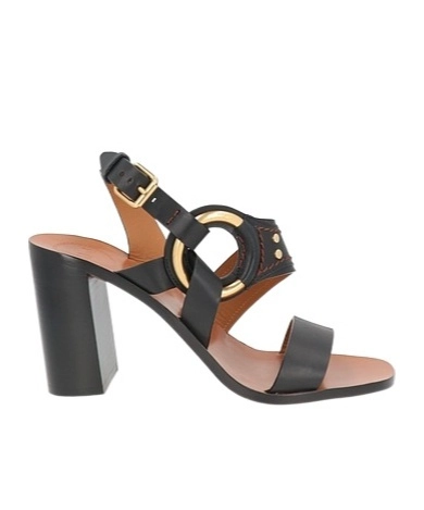 Chloé Round-toed, Thick-heeled Sandals - Black