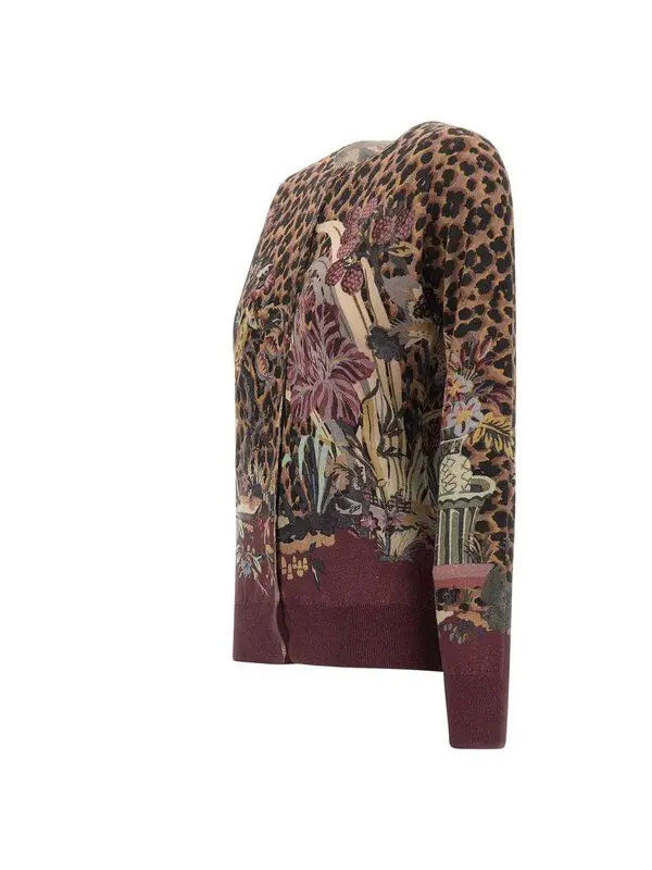 Etro Leopard-print Floral-intarsia Cardigan