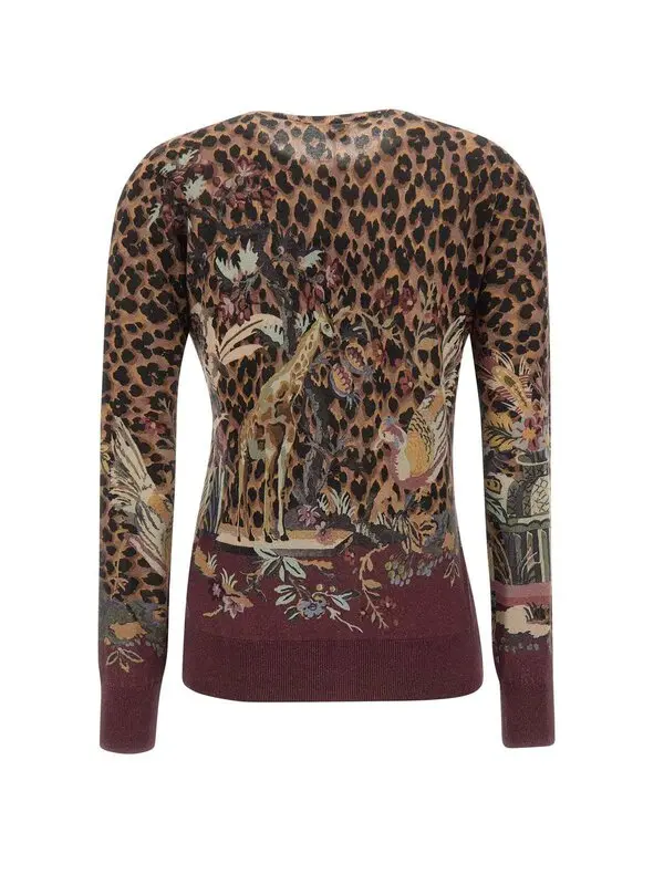 Etro Leopard-print Floral-intarsia Cardigan
