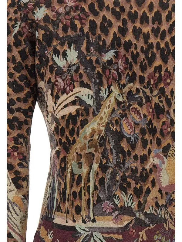 Etro Leopard-print Floral-intarsia Cardigan