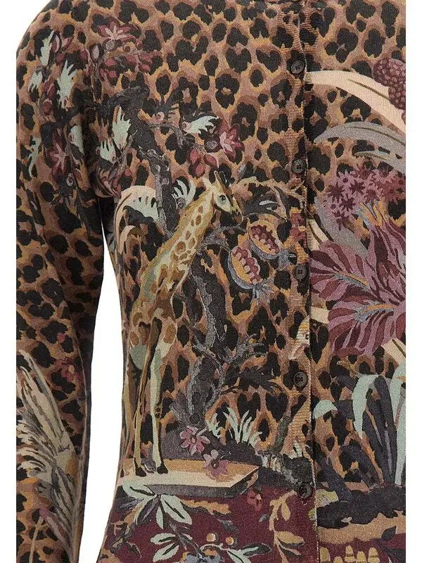 Etro Leopard-print Floral-intarsia Cardigan