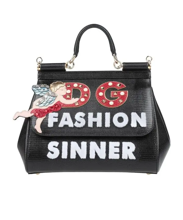 Dolce & Gabbana Letter Printed Handbags - Black