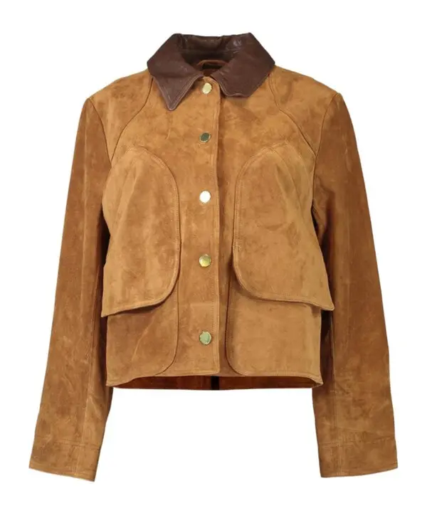 Veronica Beard Walters Suede Cropped Jacket - Brown