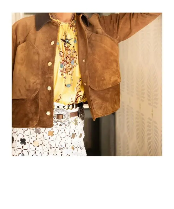 Veronica Beard Walters Suede Cropped Jacket
