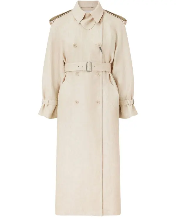 Max Mara Long Belted Trench Coat - Nude