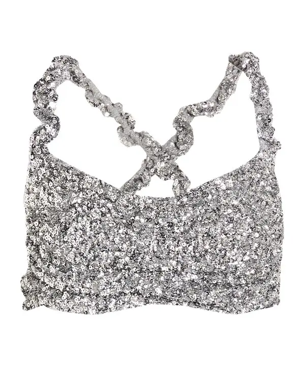 GANNI Sequined Vest - Gray