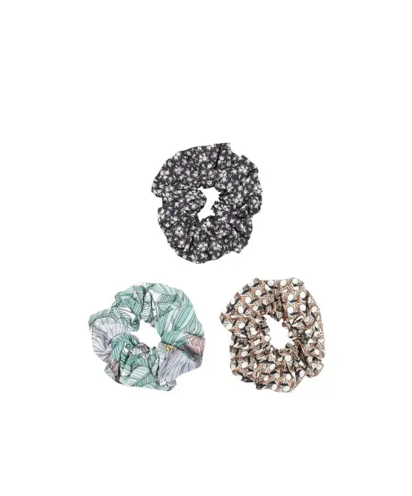 Tory Burch Flower Satin Hair Scrunchie - Gray