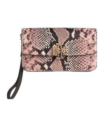 Tory Burch Snake Pattern Leather Clutch - Nude