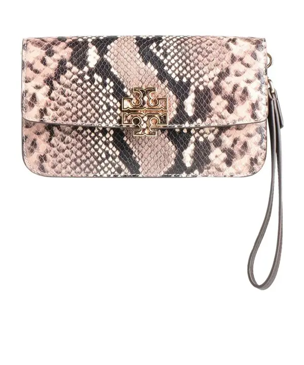 Tory Burch Snakeskin Clutch - Nude