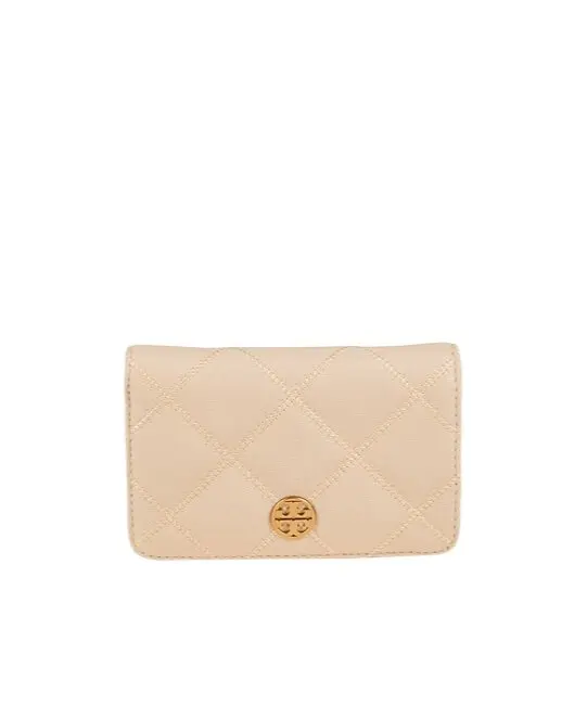 Tory Burch Brand Leather Wallet - Nude