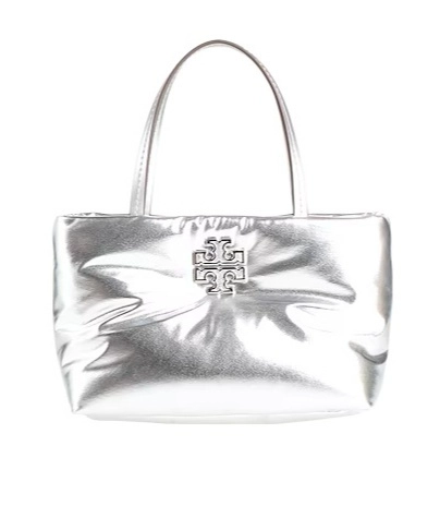 Tory Burch Metallic Woven Tote Bag - White