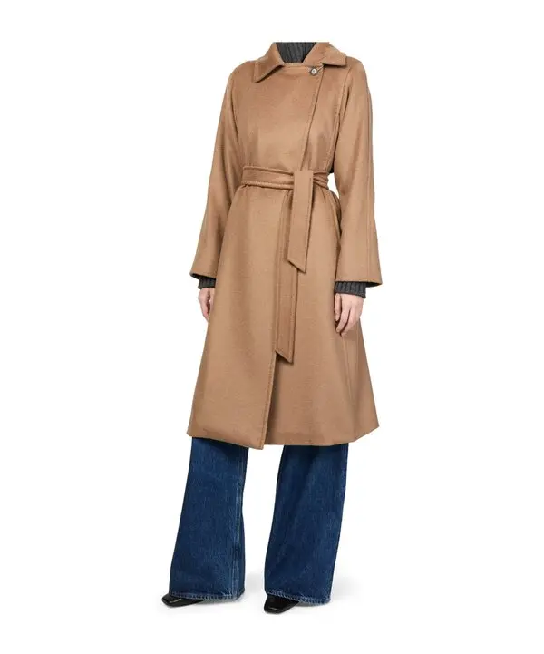 Max Mara Long Belted Coat - Nude