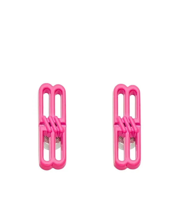 Balenciaga Bb Pattern Stud Earrings - Pink