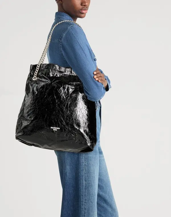 Balenciaga Large Patent Leather Tote Bag - Black