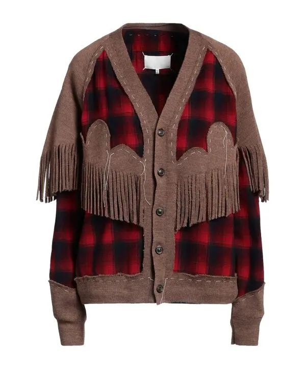 MAISON MARGIELA Plaid Knitted Long-sleeve Shirt - Brown