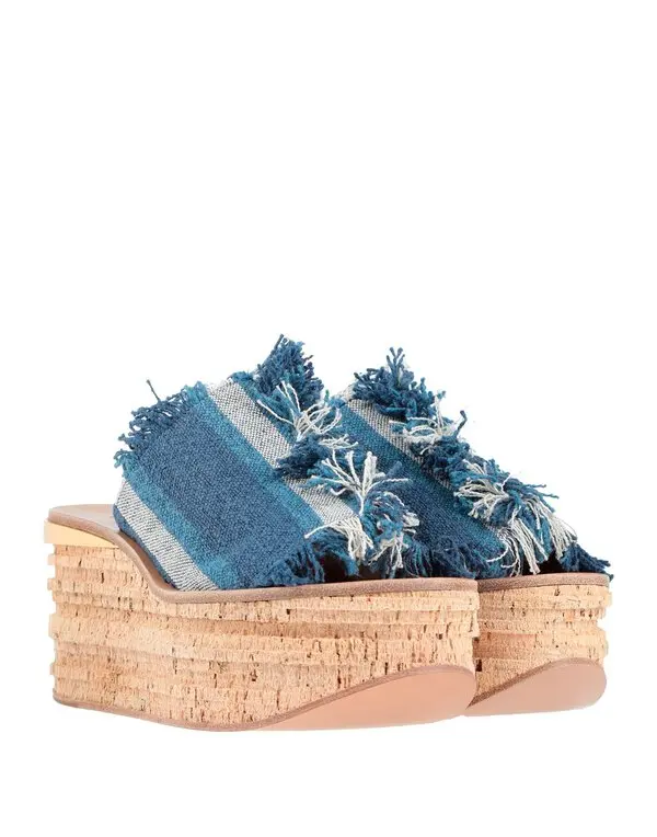 Chloé Minimalist Denim Wedge Shoes