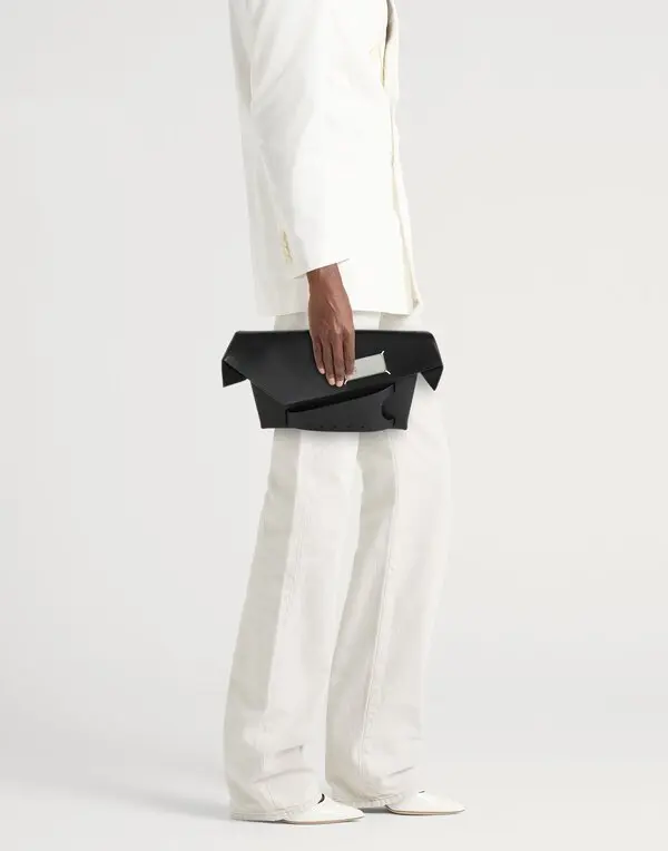 MAISON MARGIELA Large Lychee Grain Clutch Bag - Black