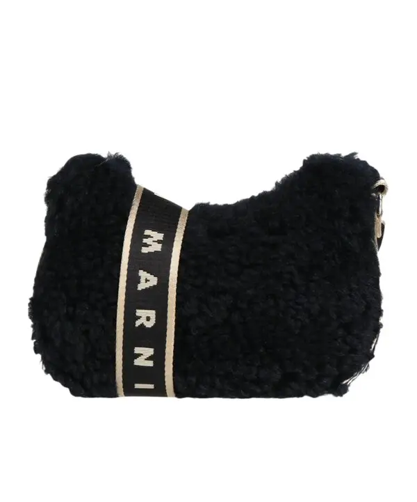 Marni Medium Lamb Fleece Shoulder Bag - Black