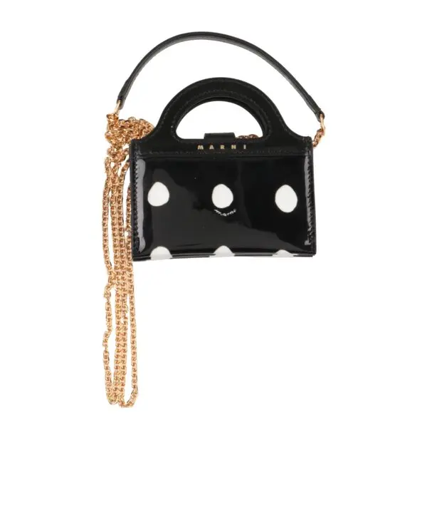 Marni Polka Dot Patent Leather Bag - Black