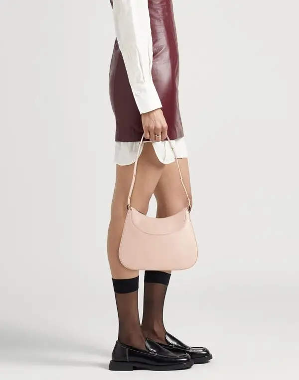 Marni Large Solid Color Leather Hobo Bag