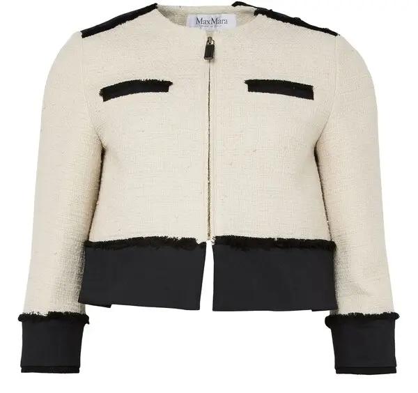 Max Mara Tweed-effect Jacket - White