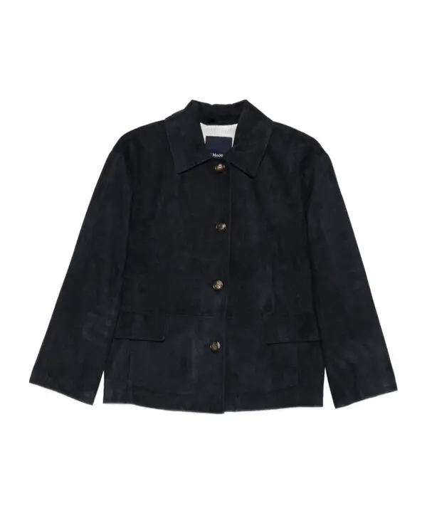 Max Mara Long-sleeved Leather Jacket - Black