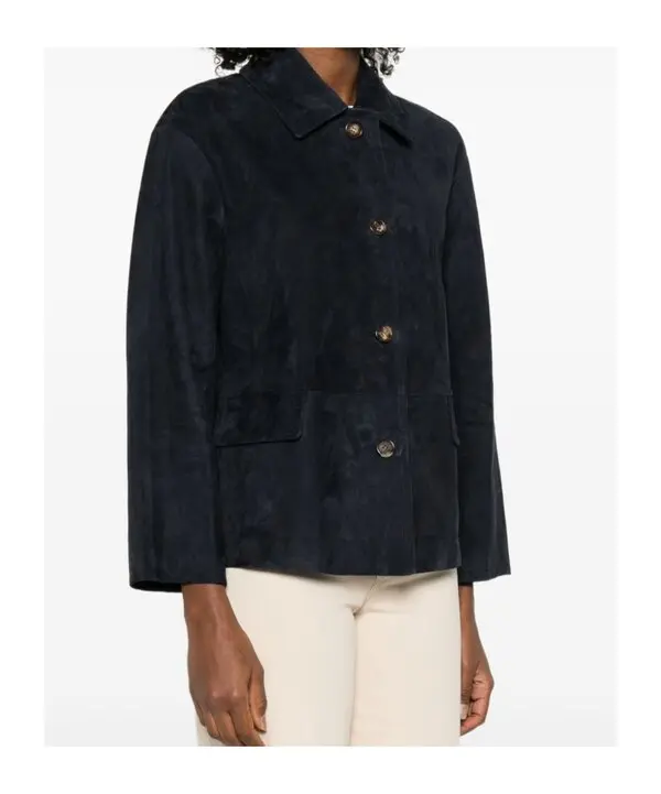 Max Mara Long-sleeved Leather Jacket