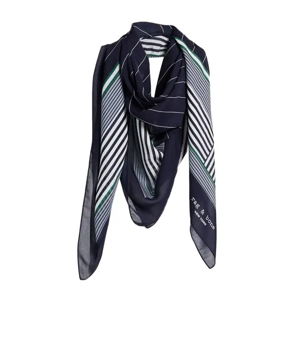 Rag & Bone Striped Square Scarf - Black