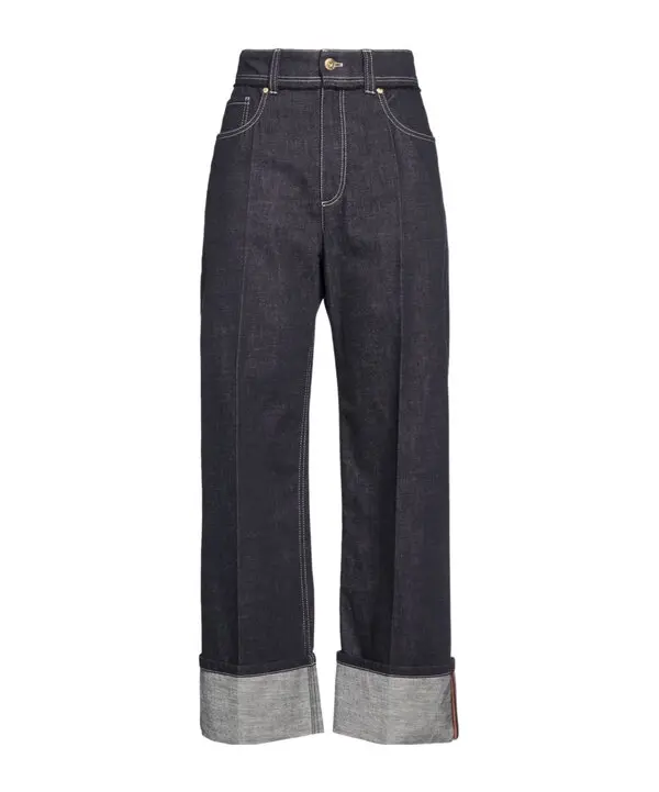 Brunello Cucinelli Simple And Versatile Dark Denim Wide-leg Pants