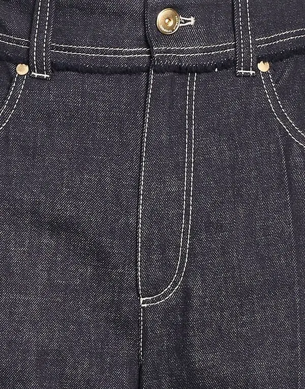 Brunello Cucinelli Simple And Versatile Dark Denim Wide-leg Pants