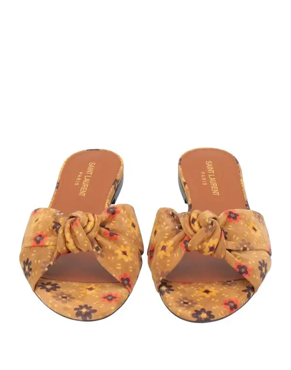Saint Laurent Floral Print Bow Leather Sandals