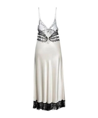 Saint Laurent Sleeveless Satin Lace Dress