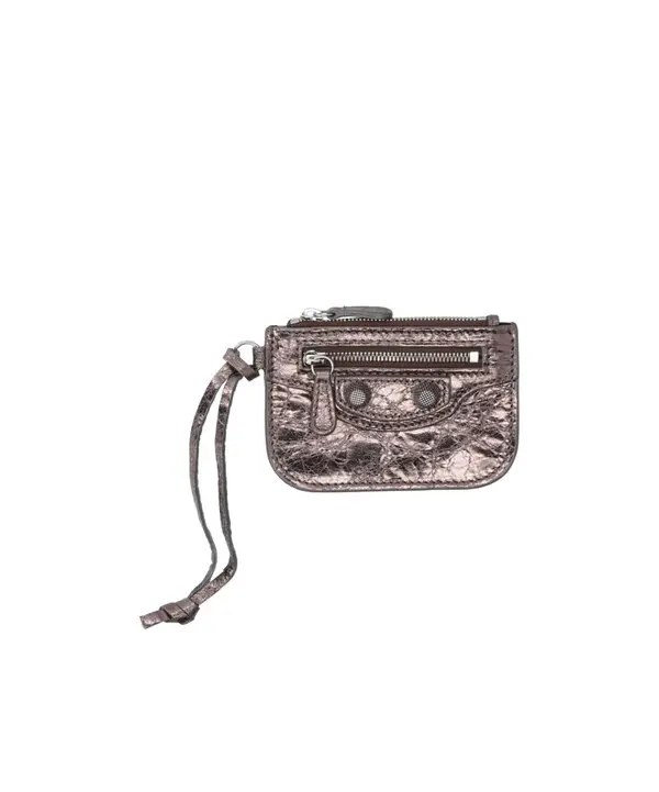 Balenciaga Solid-color Metallic Wallet