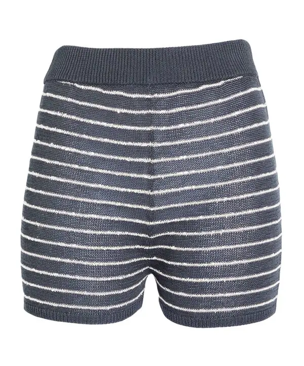 Brunello Cucinelli Lightweight And Comfortable Striped Hot Pants - Gray
