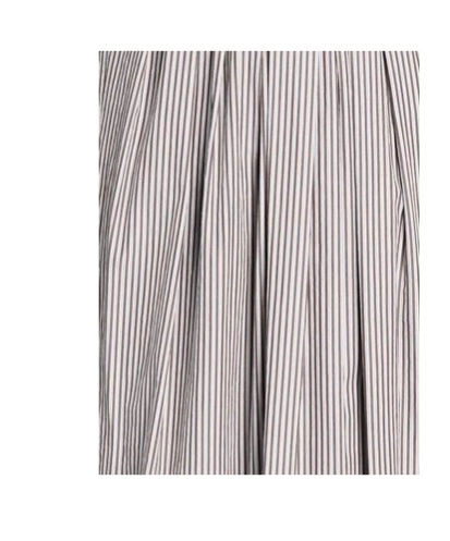 Brunello Cucinelli Pleated Vertical-stripe High-waist Midi Skirt