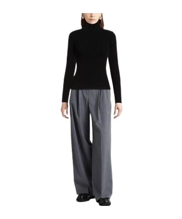 Max Mara Ribbed Turtleneck Knit Top - Black