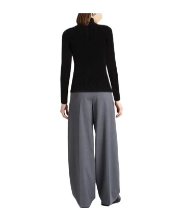 Max Mara Ribbed Turtleneck Knit Top - Black