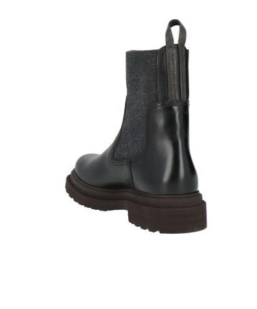 Brunello Cucinelli Fashion Round Toe Block Heel Leather Ankle Boots