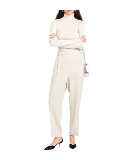 Brunello Cucinelli High-waist Tapered Long Pants - White