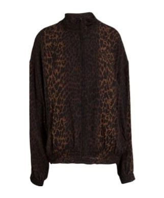 Balenciaga Leopard Print Harrington Jacket - Black