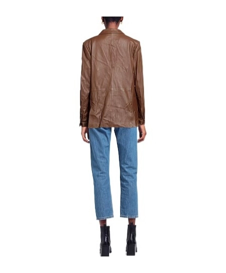 Max Mara Minimalist Double-breasted Leather Blazer