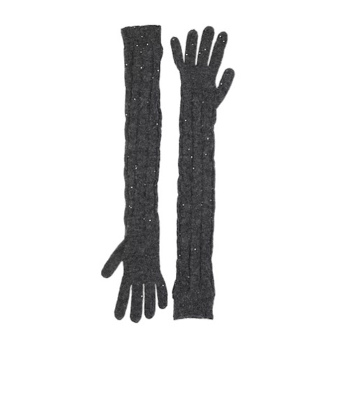 Brunello Cucinelli Knit Sequin Gloves - Black