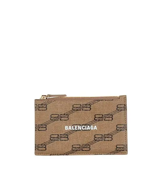 Balenciaga Genuine Leather Card Holder - Brown