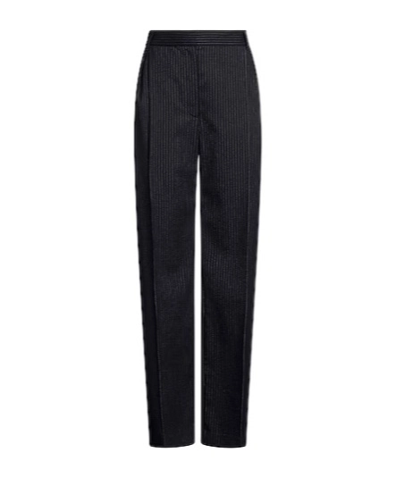 Brunello Cucinelli High-waist Straight-leg Striped Pants - Black