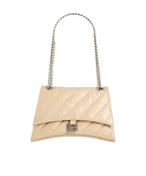 Balenciaga Solid Color Leather Flap Bag - Nude