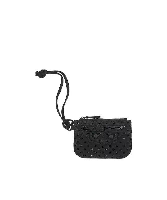 Balenciaga Rhinestone And Stud Decorated Pouch - Black